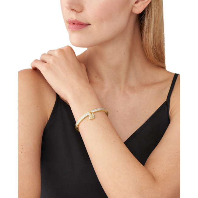Michael Kors Premium Gold Plated Pave Lock Charm Ladies Bracelet