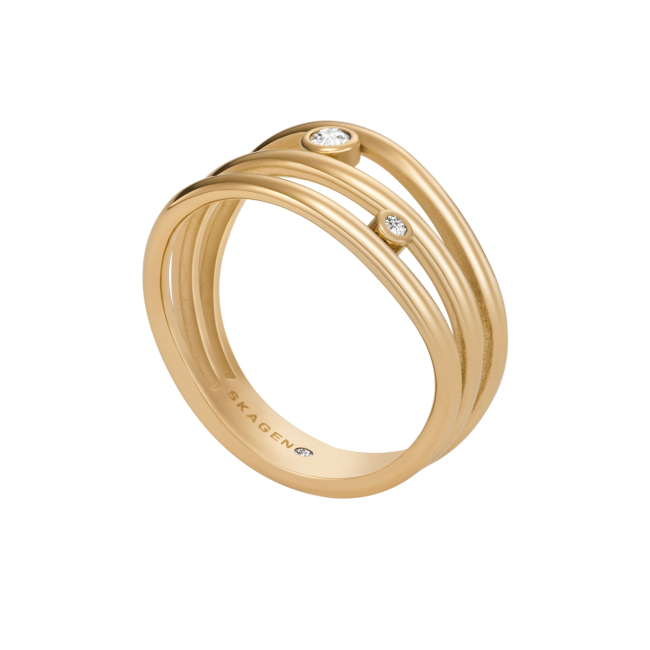 Skagen Kariana Waves Gold Tone Stainless Steel Ladies Ring